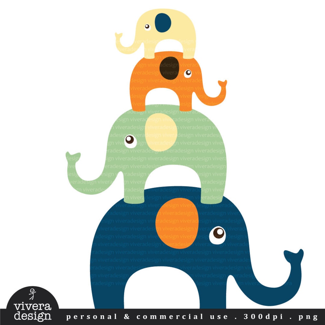 Modern Elephants Clip Art - 15 Elephants - Etsy