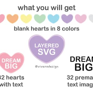 Candy Heart Clip Art: Conversation Hearts SVG, PNG (digital Download ...