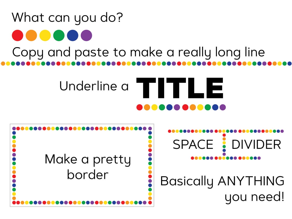 Colorful Dotted Lines Super Versatile Set 30 Dotted Lines | Etsy