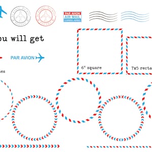 Airmail Frames & Cliparts: Postal Stamp Graphics (digital Download) - Etsy