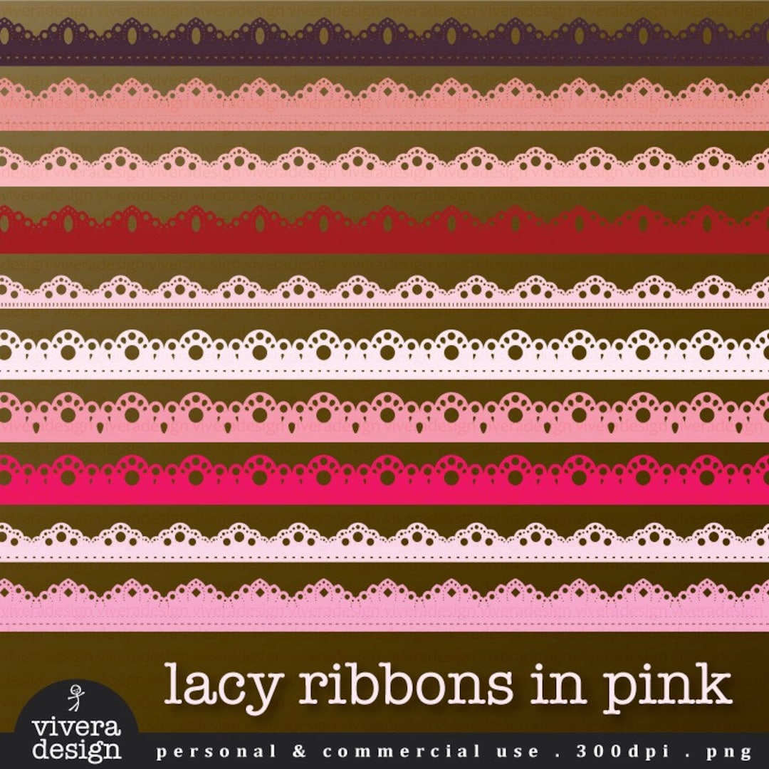 Lacy Ribbons in Shades of Pink - Digital Clip Art - Etsy