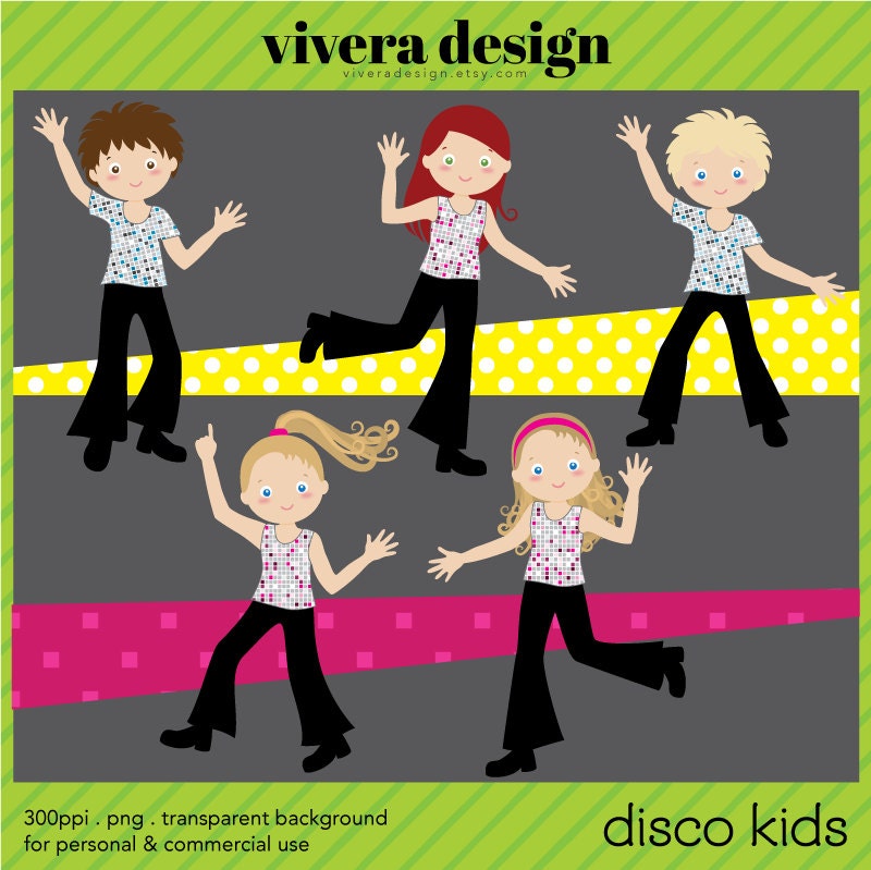 Digital Clip Art - Disco Party for Kids - Disco Children - Niños y ...