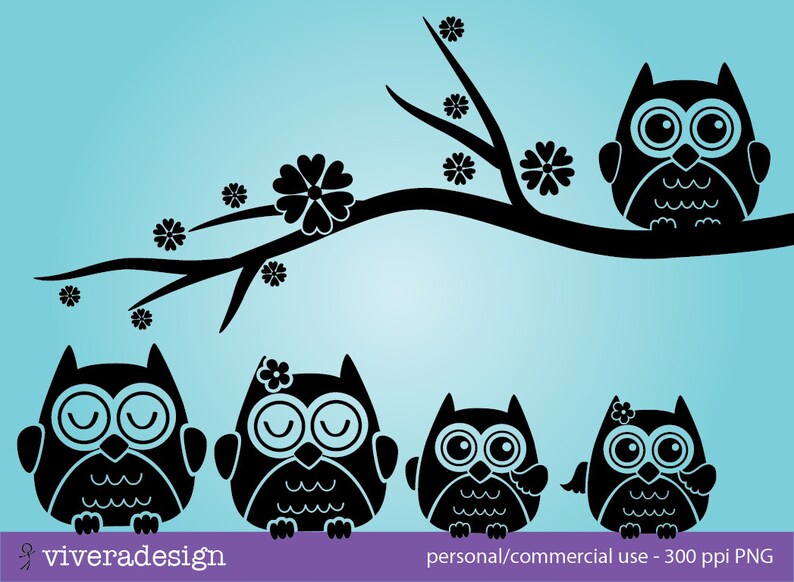 Instant Download - Love Owl in Solid Black - Digital Clip Art - PNG ...