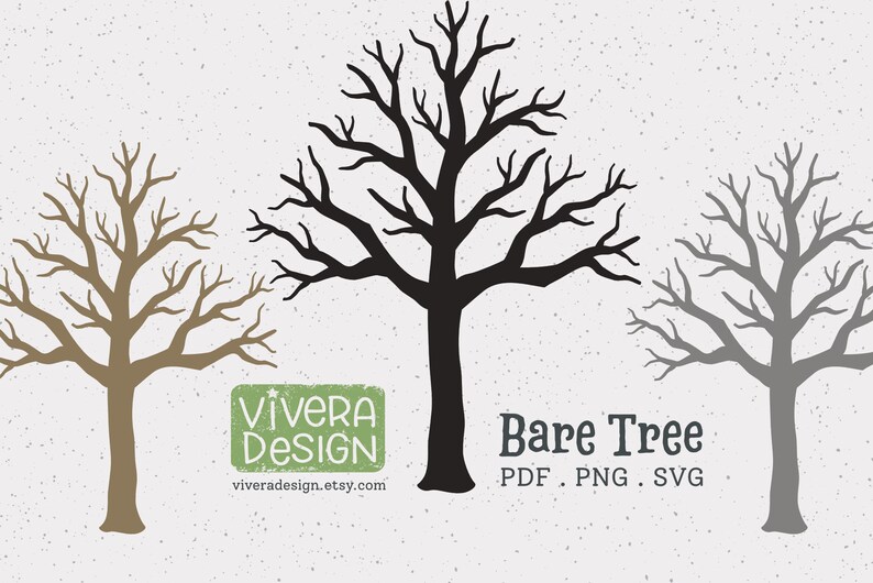 Winter Bare Tree Clipart: Hand-drawn PNG, PDF, SVG (digital Download ...