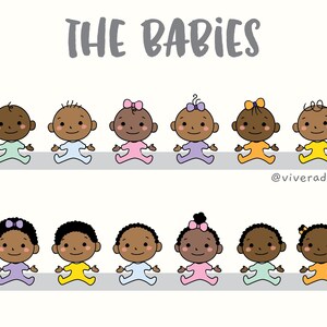 African American Family Stick Figures - Babies, Kids, Teens, Parents ...