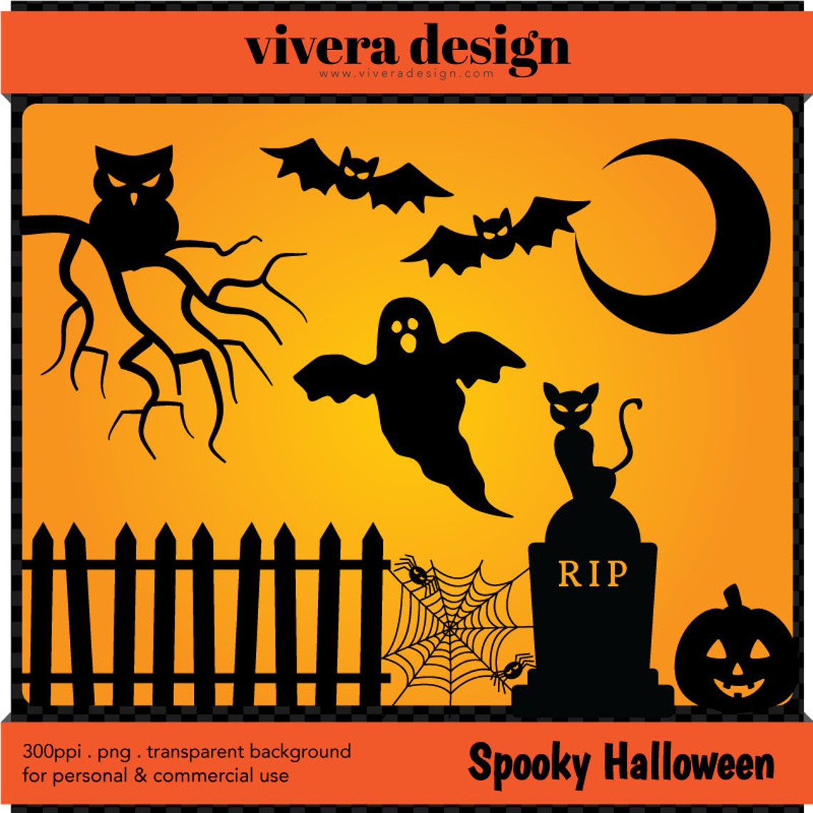 Digital Clip Art Spooky Halloween Silhouettes Bats | Etsy