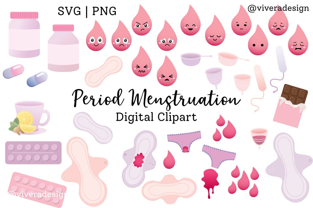 Blooming Cycle Period Menstruation Clipart Set PNG and SVG - Etsy