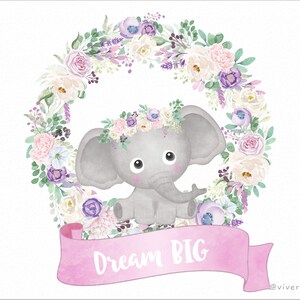 Cute Little Elephants, Balloons, and Flowers | Watercolor Digital Clip ...