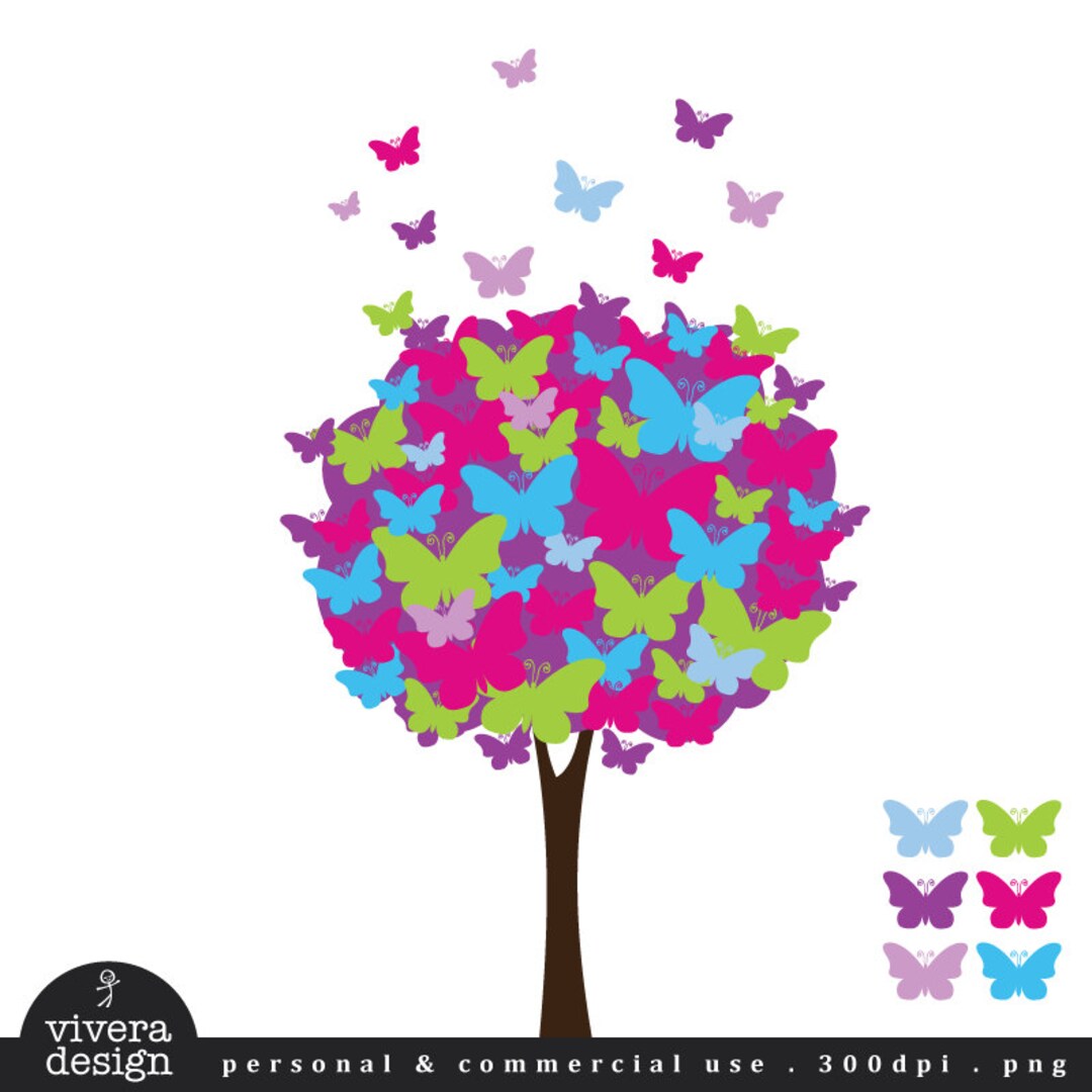 Butterfly Tree Digital Clip Art - Lollipop Love - Etsy