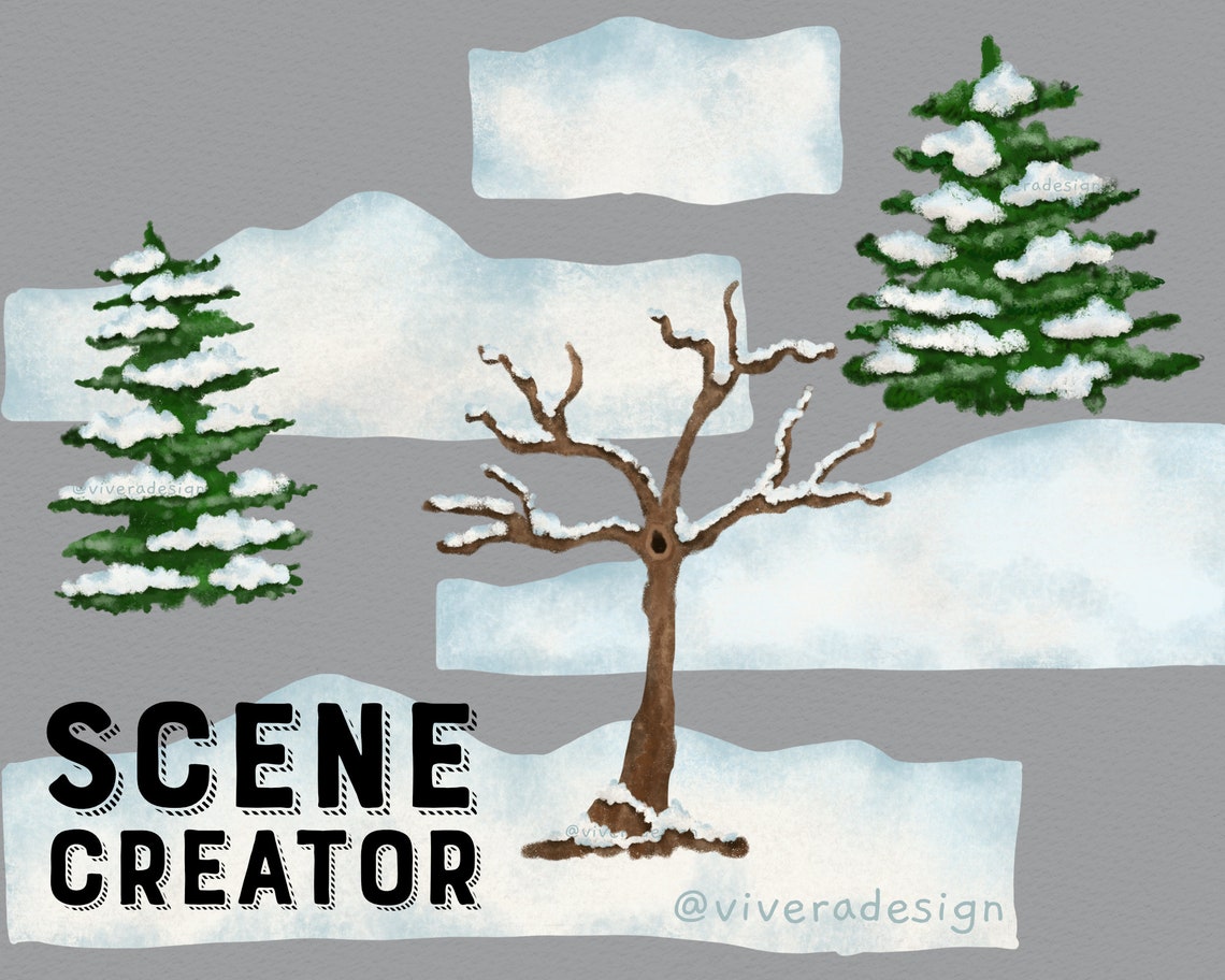 Handpainted Build A Snowman Clipart Winter Scene Clipart | Etsy