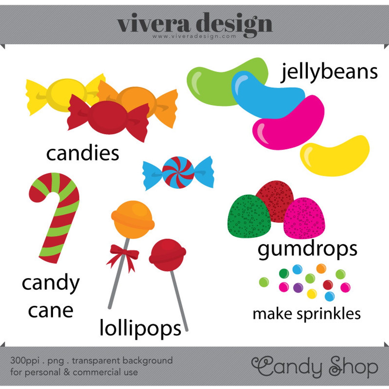 Candy Shop Set Colorful Candies Digital Clip Art Instant - Etsy