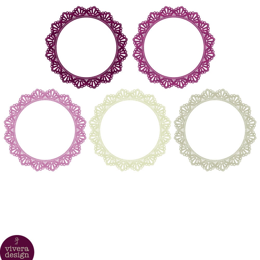 Circle Frames Elegant Lace Passionate Grapes Digital - Etsy