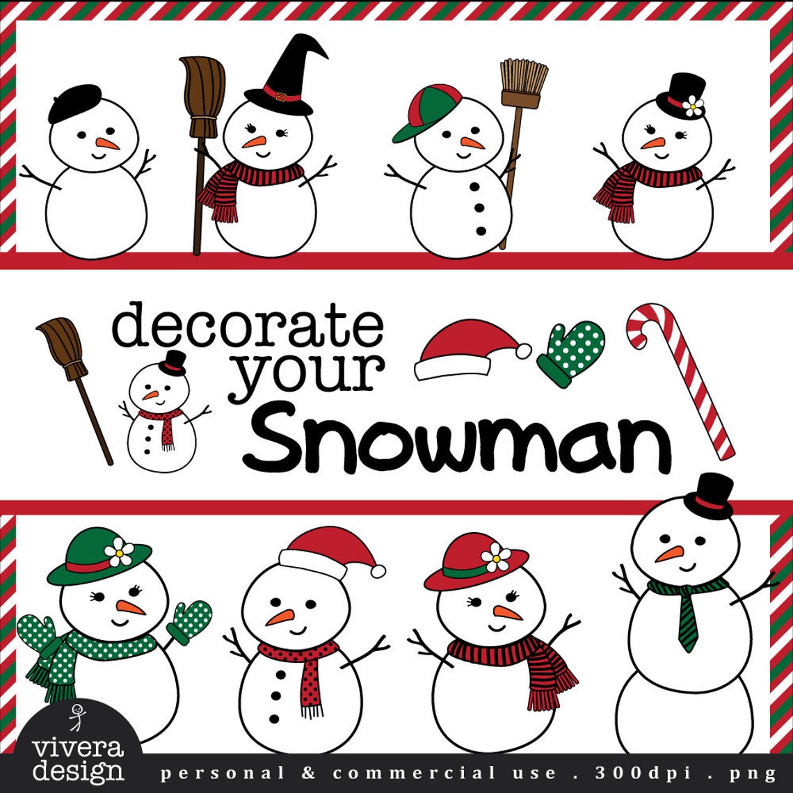 Digital Clip Art Decorate Your Snowman for Your Christmas - Etsy