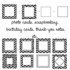 Square Frames in Chevron - Digital Clip Art - Black and White - Etsy