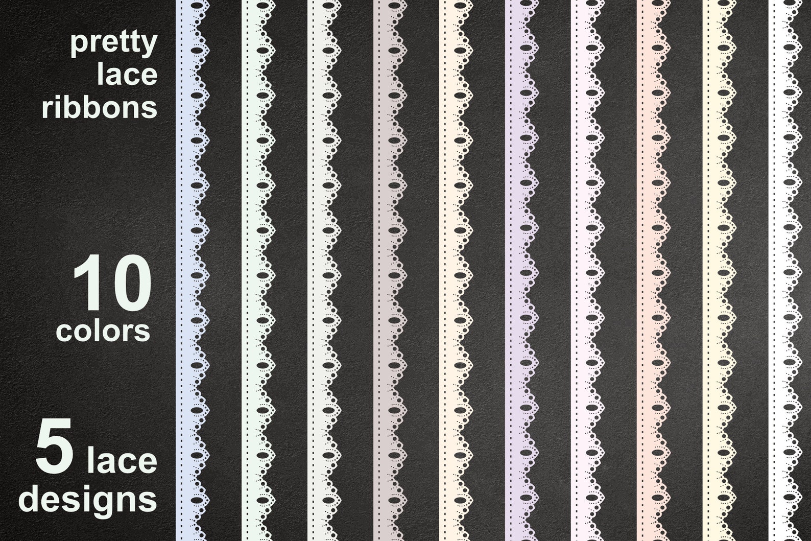 Pretty Lace Ribbons in Pastel PNG SVG Digital Clip Art - Etsy