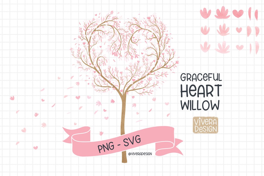 Graceful Heart Willow Tree | PNG & SVG | Digital Clip Art | Instant ...