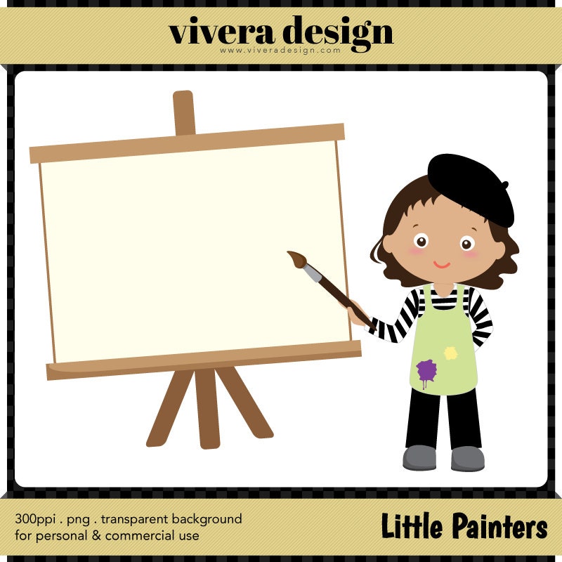 Little Painter Digital Clip Art Easel Kids Character - Etsy