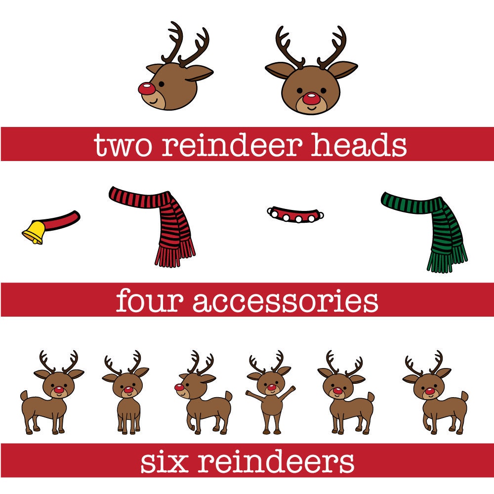 Digital Clip Art Rudolph the Red Nose Reindeer With - Etsy