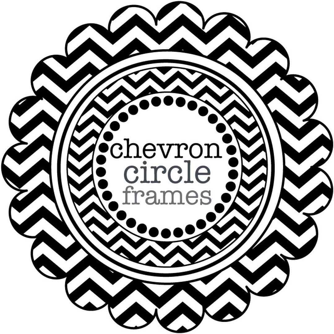 Circle Frames in Chevron - Digital Clip Art - Black and White - Etsy
