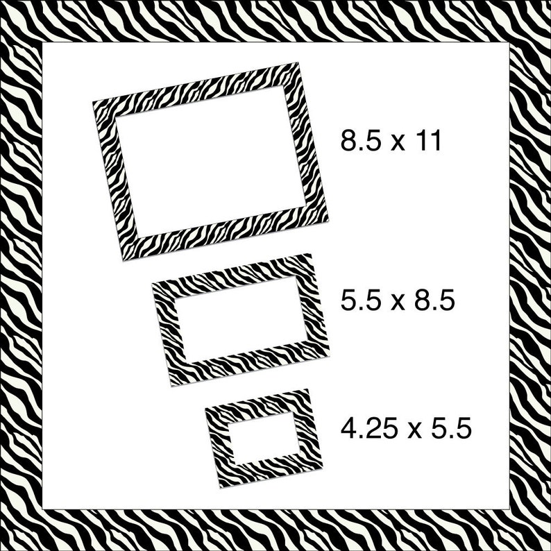 Digital Clip Art - Rectangle Frames in Zebra Pattern - Etsy