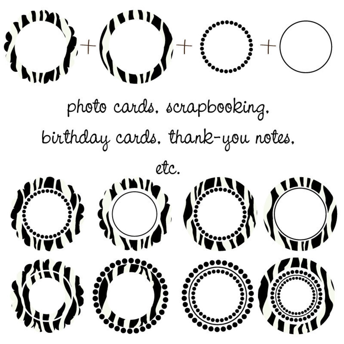 Circle Frames in Zebra Pattern Digital Clipart - Etsy
