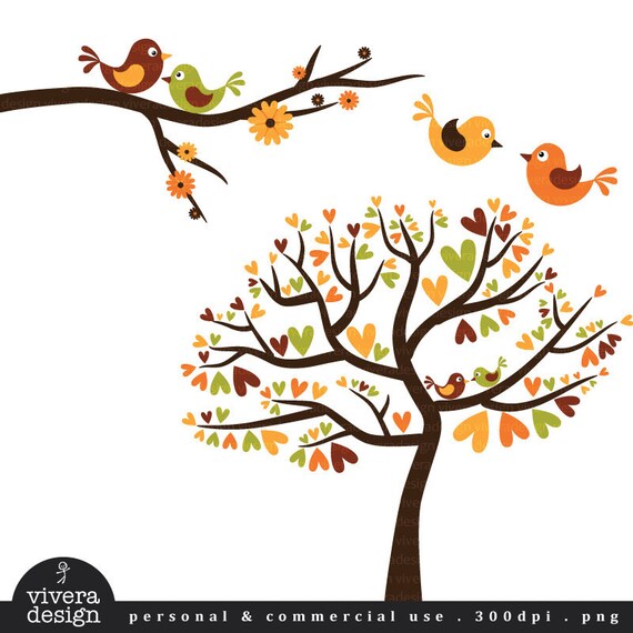Love Birds Tree Clip Art