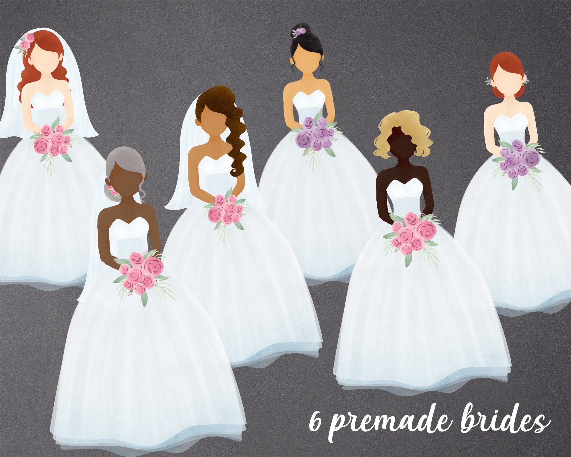 Bride Watercolor Clip Art Blushing Brides Creative Pack | Etsy