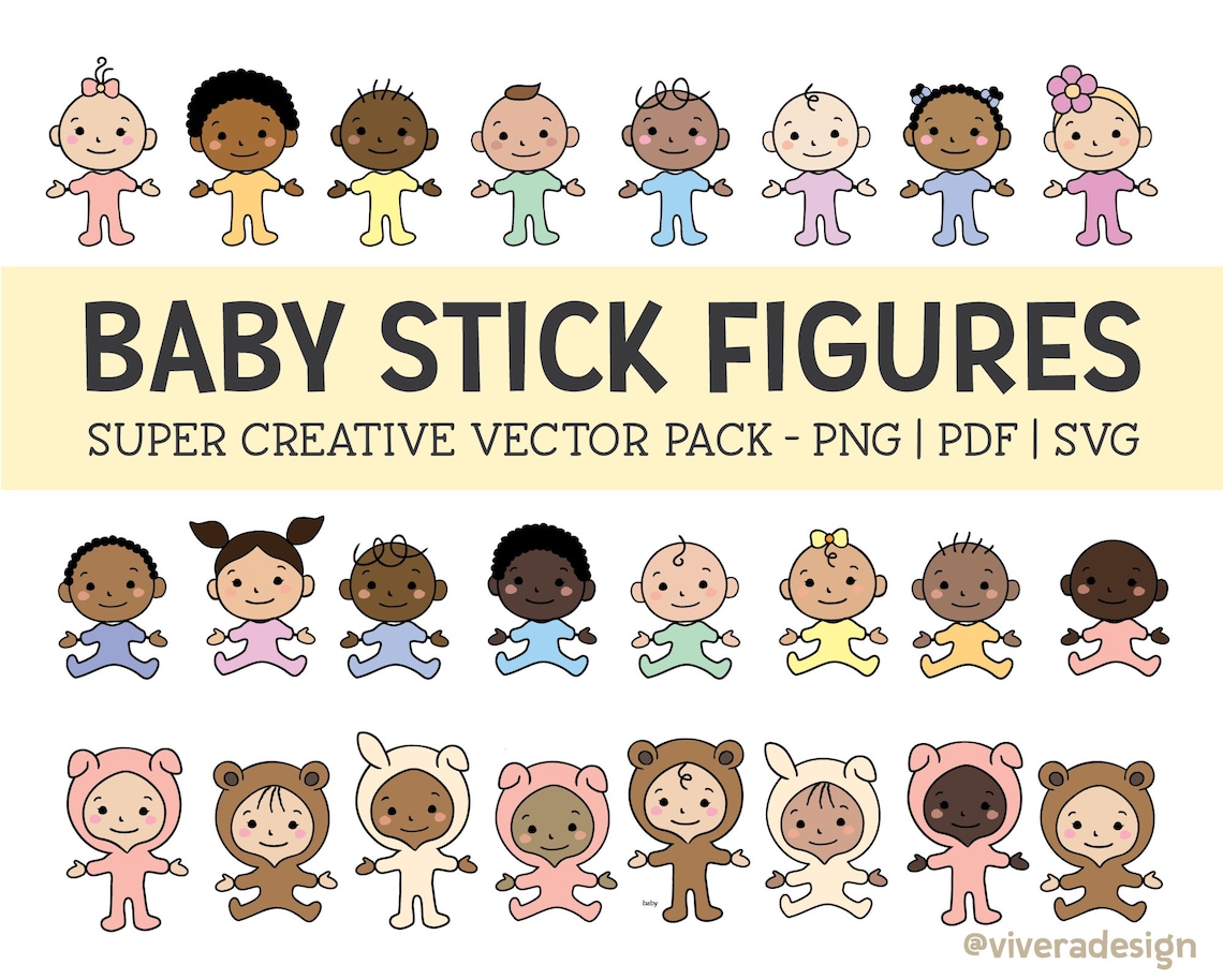 Baby Stick Figures SVG | PNG | PDF - Line Art - Vector Creative Pack ...