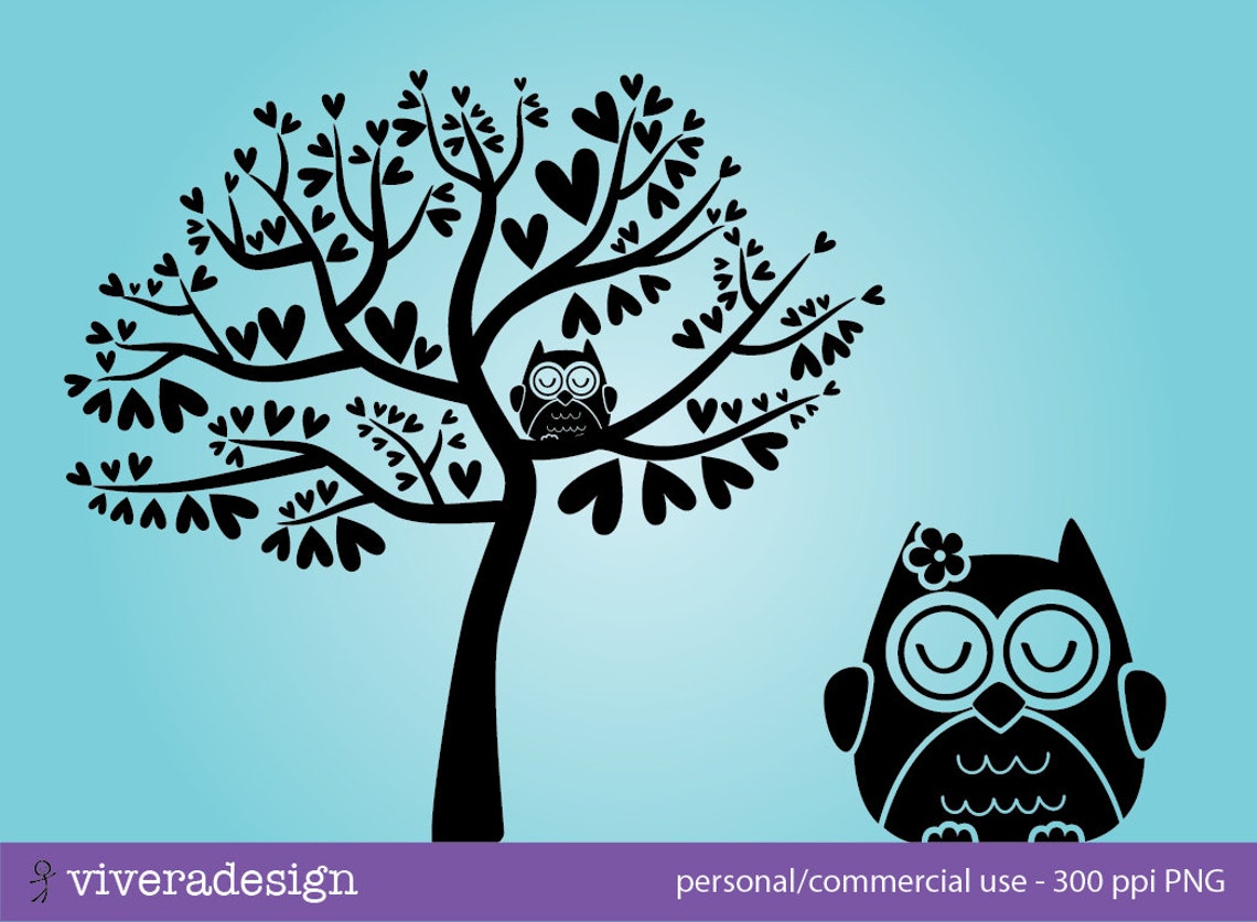 Instant Download - Love Owl in Solid Black - Digital Clip Art - PNG ...