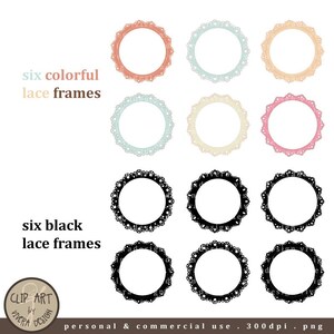 Circle Frames Digital Clipart - Sweet Lace Doilies - Etsy