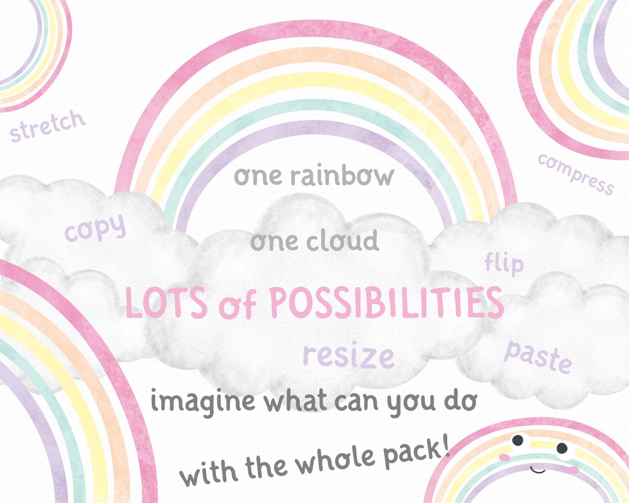 Magical Rainbow Creative Pack Weather Watercolor Clip Arts | Etsy