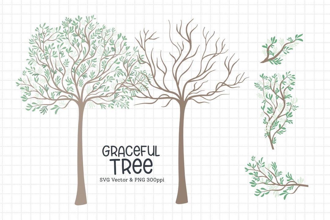 Green Graceful Tree | PNG & SVG | Digital Clip Art | Instant Download ...