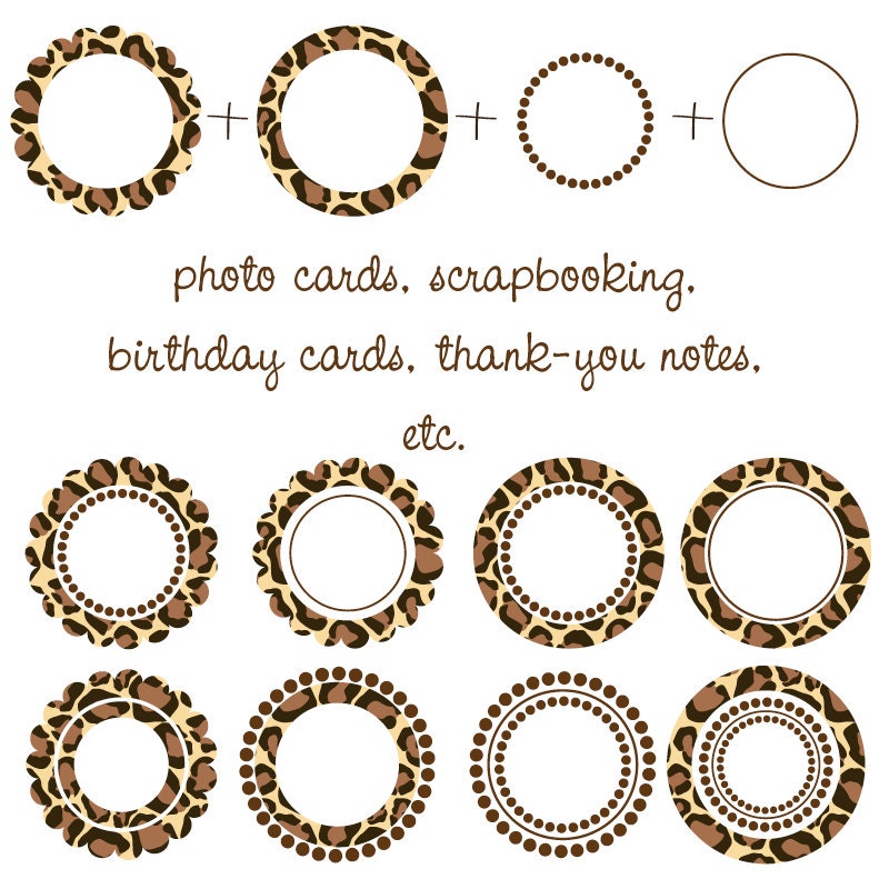Circle Frames in Leopard Pattern Digital Clip Art | Etsy