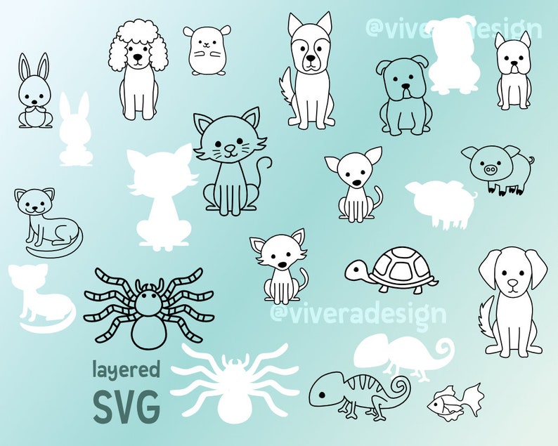 Family Pet Stick Figures SVG PNG EPS Black Lines White - Etsy