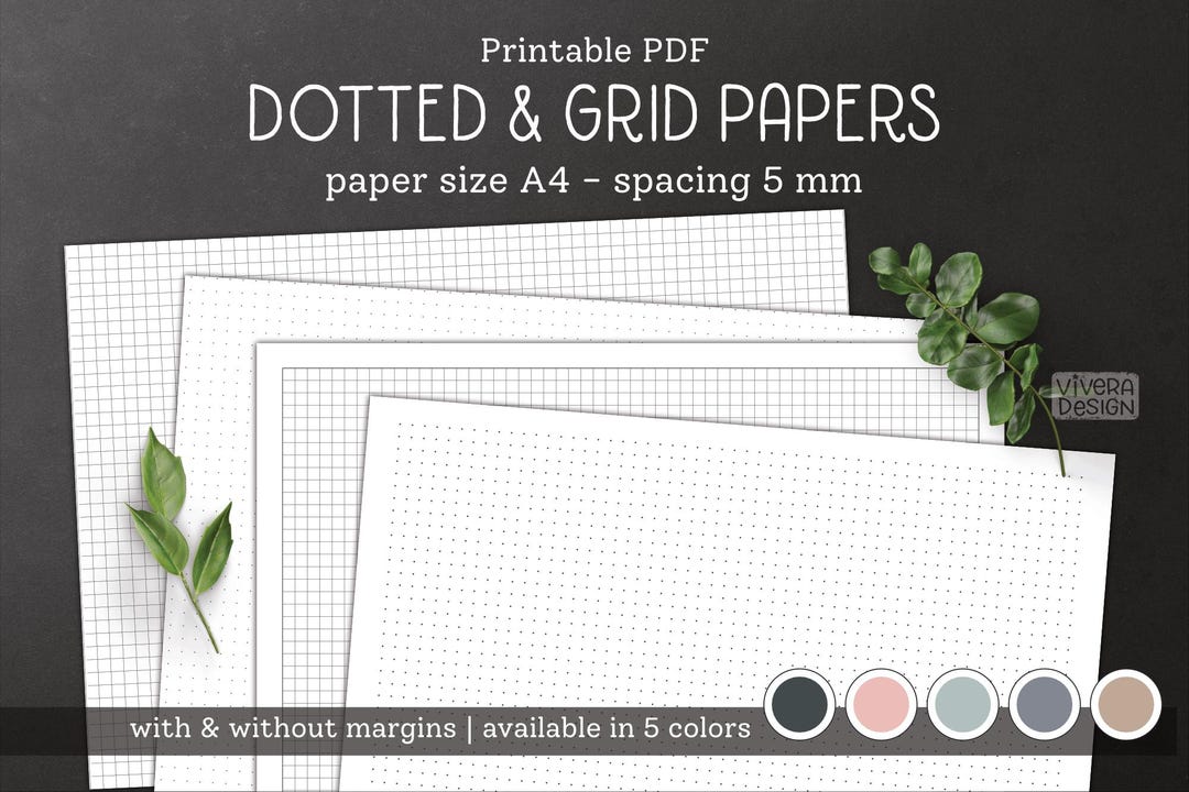 Printable Dotted and Grid A4 Paper | Dot Grid Paper | Graph Paper ...