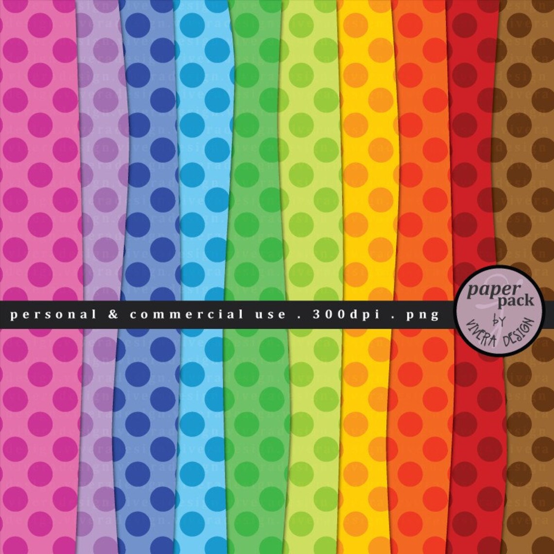 Polka-dotted Papers in Bright Rainbow Colors Digital Paper | Etsy