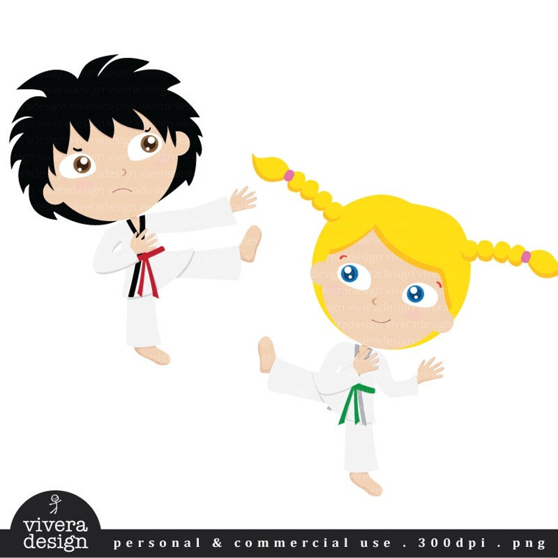 Digital Clip Art Karate Kids - Etsy