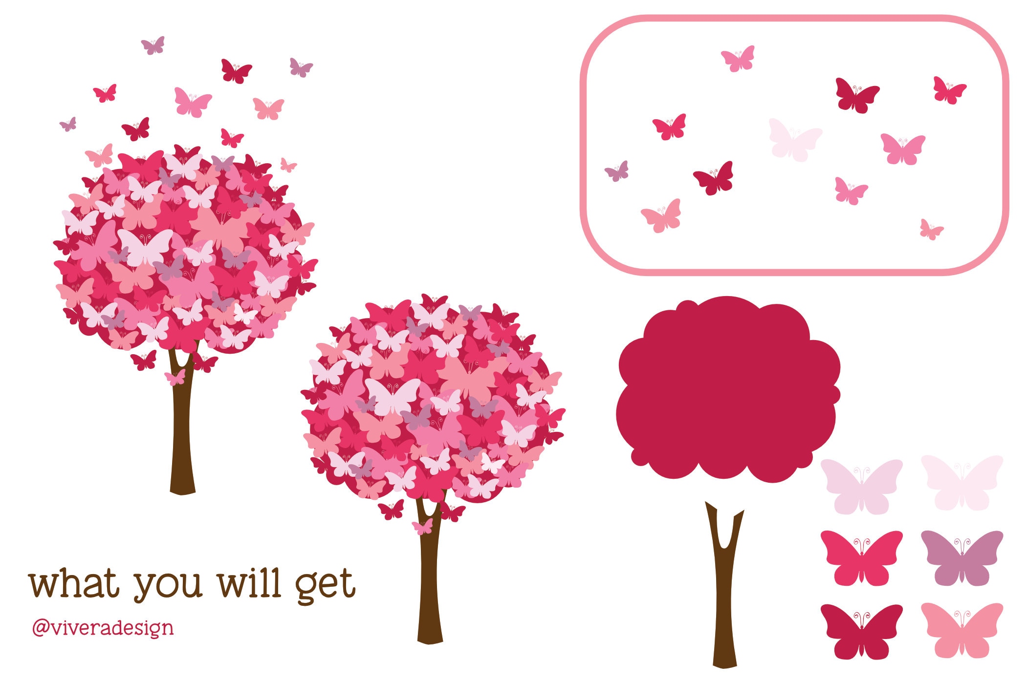 Digital Clip Art Butterfly Tree SVG PNG Pomegranate | Etsy