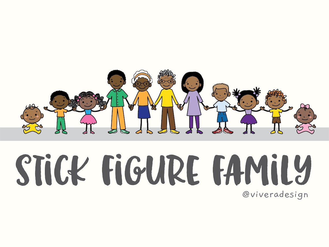 African American Family Stick Figures Babies Kids Teens - Etsy