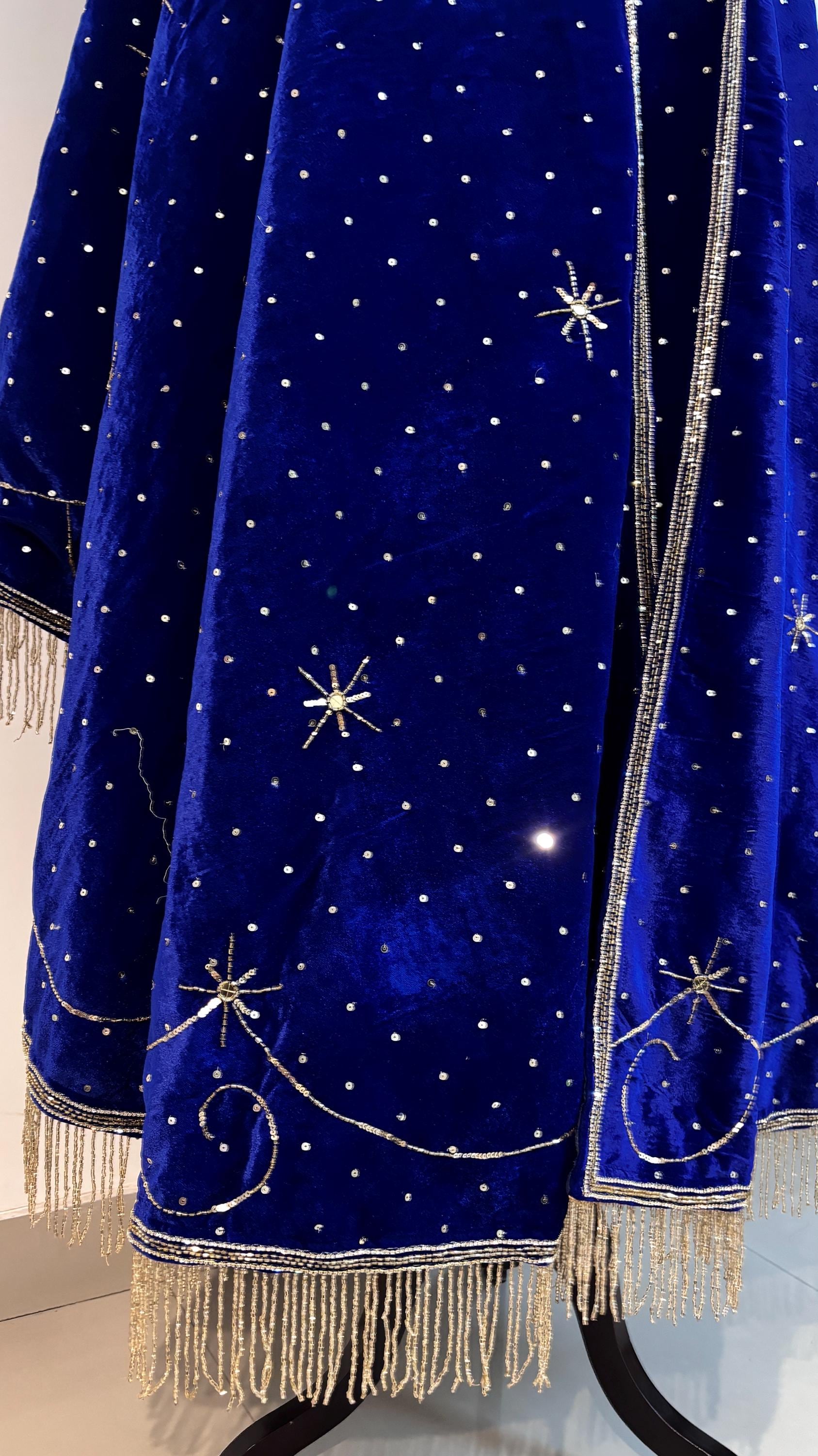 Custom Starry Night Cloak Golden Embroidery Velvet Cape Celestial ...