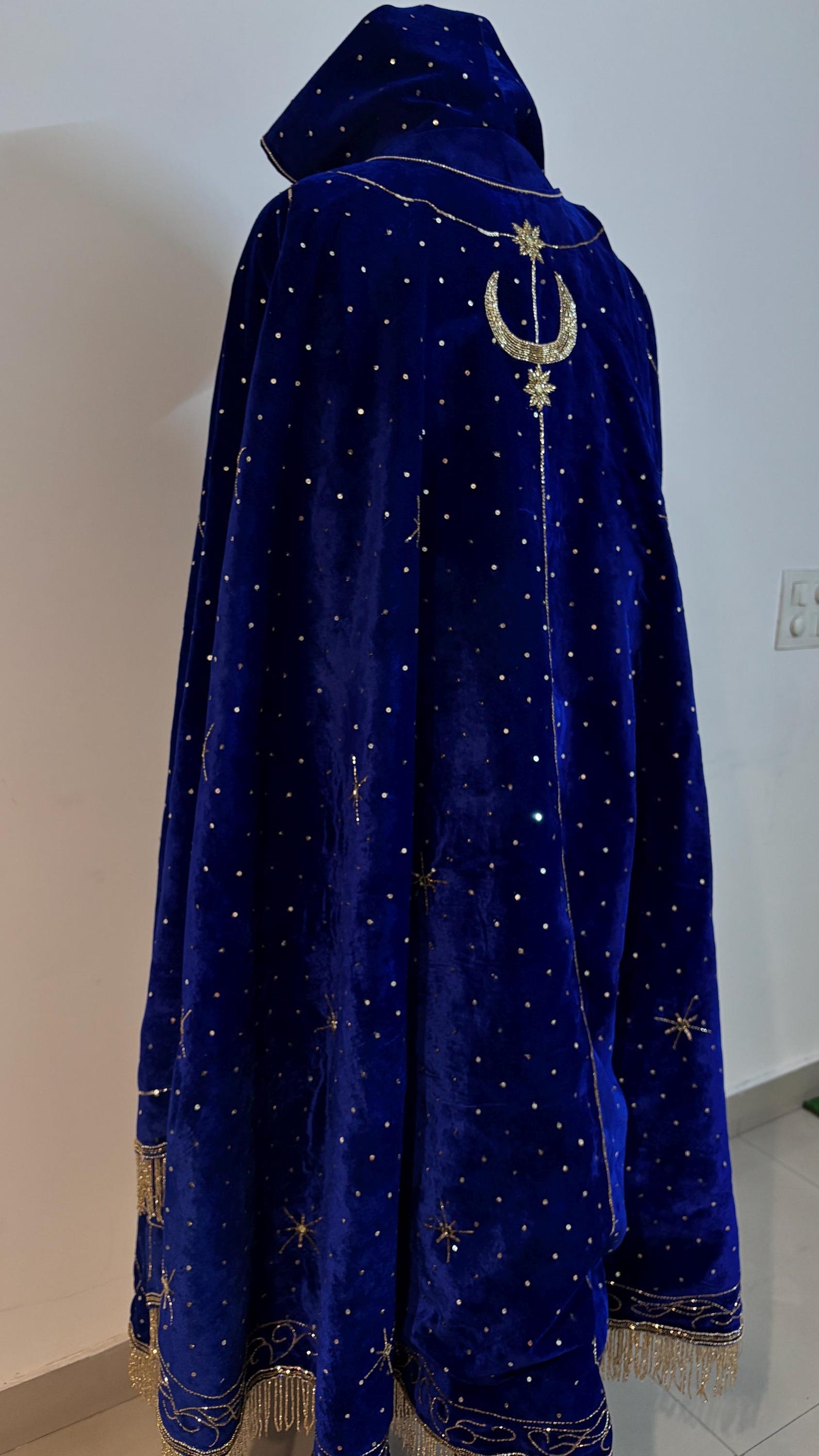 Custom Starry Night Cloak Golden Embroidery Velvet Cape Celestial ...
