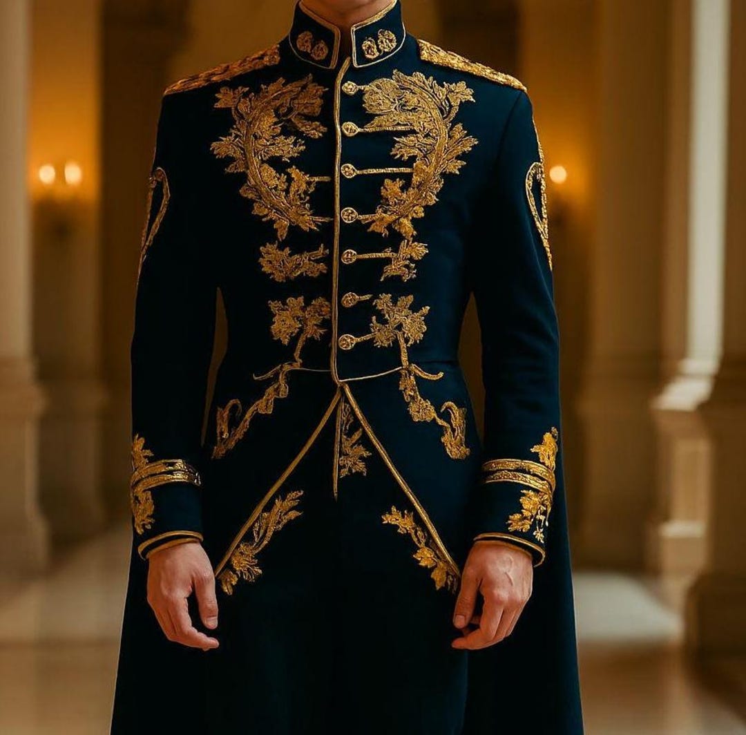 Custom Regal Black Embroidered Men Royal Suit Velvet 18th Century Royal ...