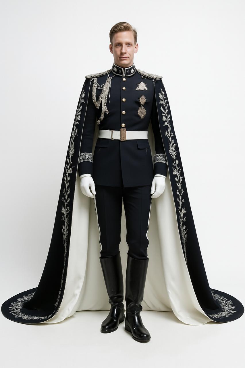 Handmade Royal Navy Blue Prince Costume Embroidered Cape Men’s Luxury ...