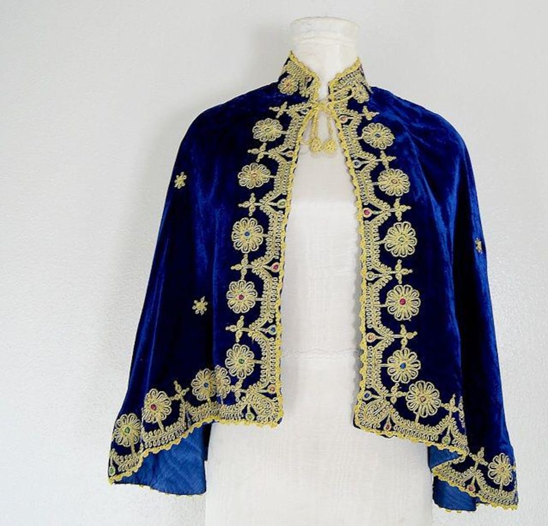 Royal Midnight Blue Velvet Cape Gold Embroidery 18th-19th Century ...