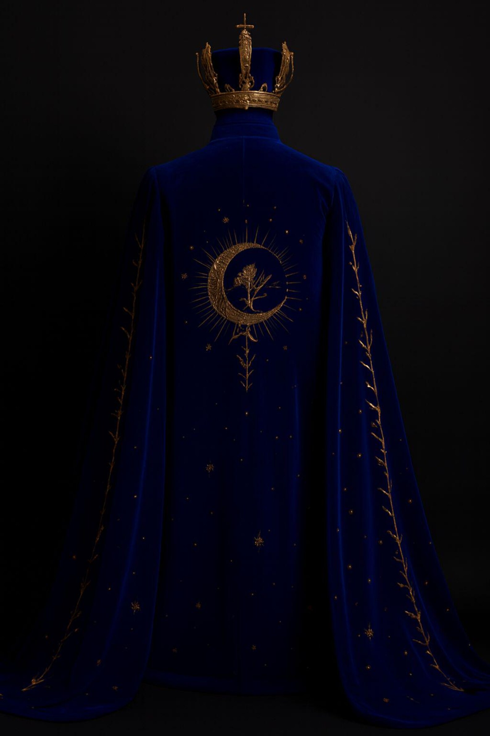 Royal Blue Velvet Embroidered Suit Cape 18th Century Prince Costume ...