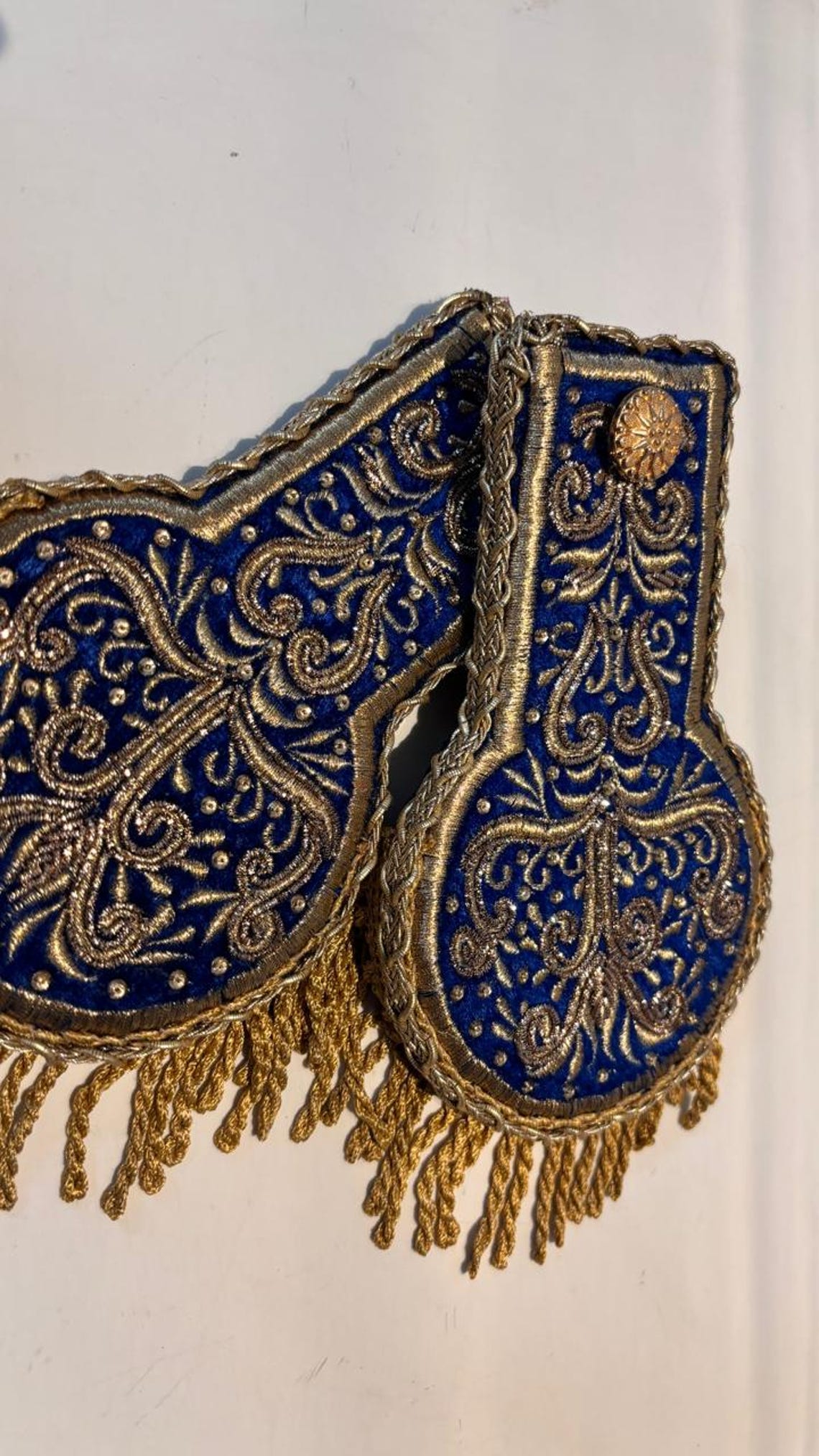Hand Embroidered Silver Epaulettes Navy Blue & Golden Shoulder Armor ...