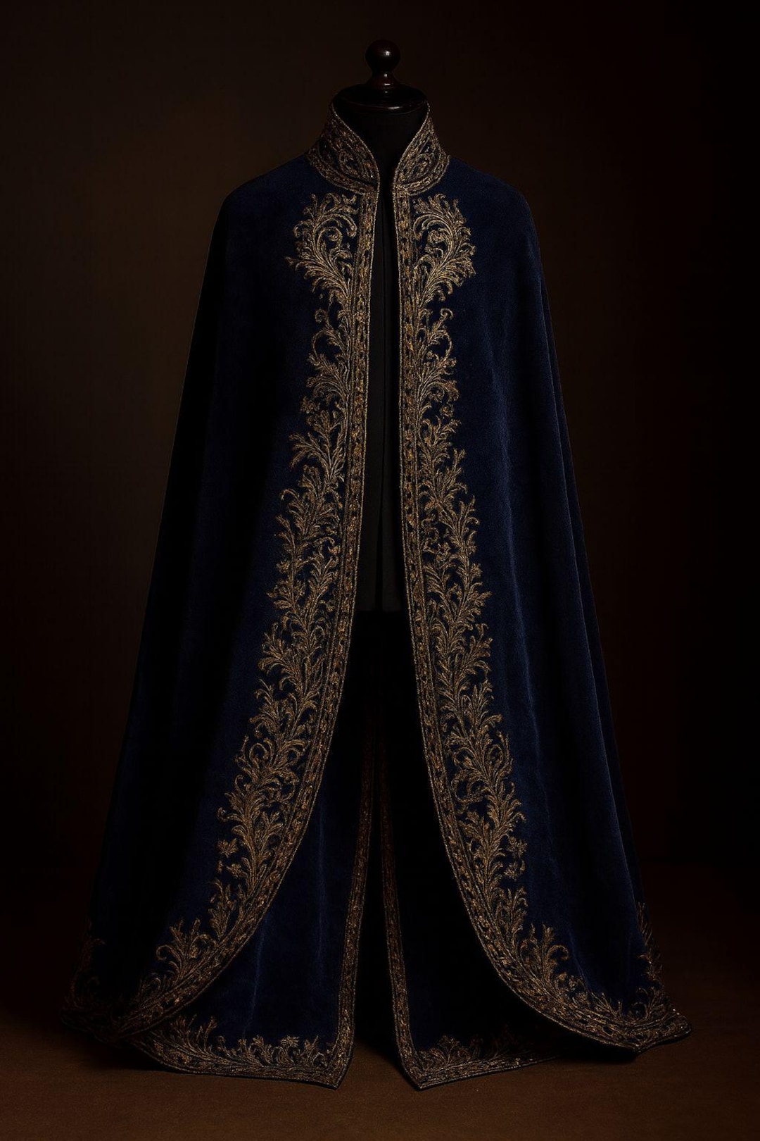 Customized Royal Navy Velvet Embroidered Cape Men Luxury Cloak Gold ...