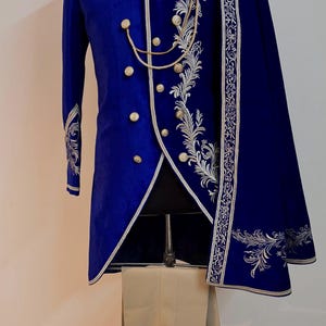 Royal Blue Prince Costume Men’s Regal Tailcoat With Embroidered Cape ...