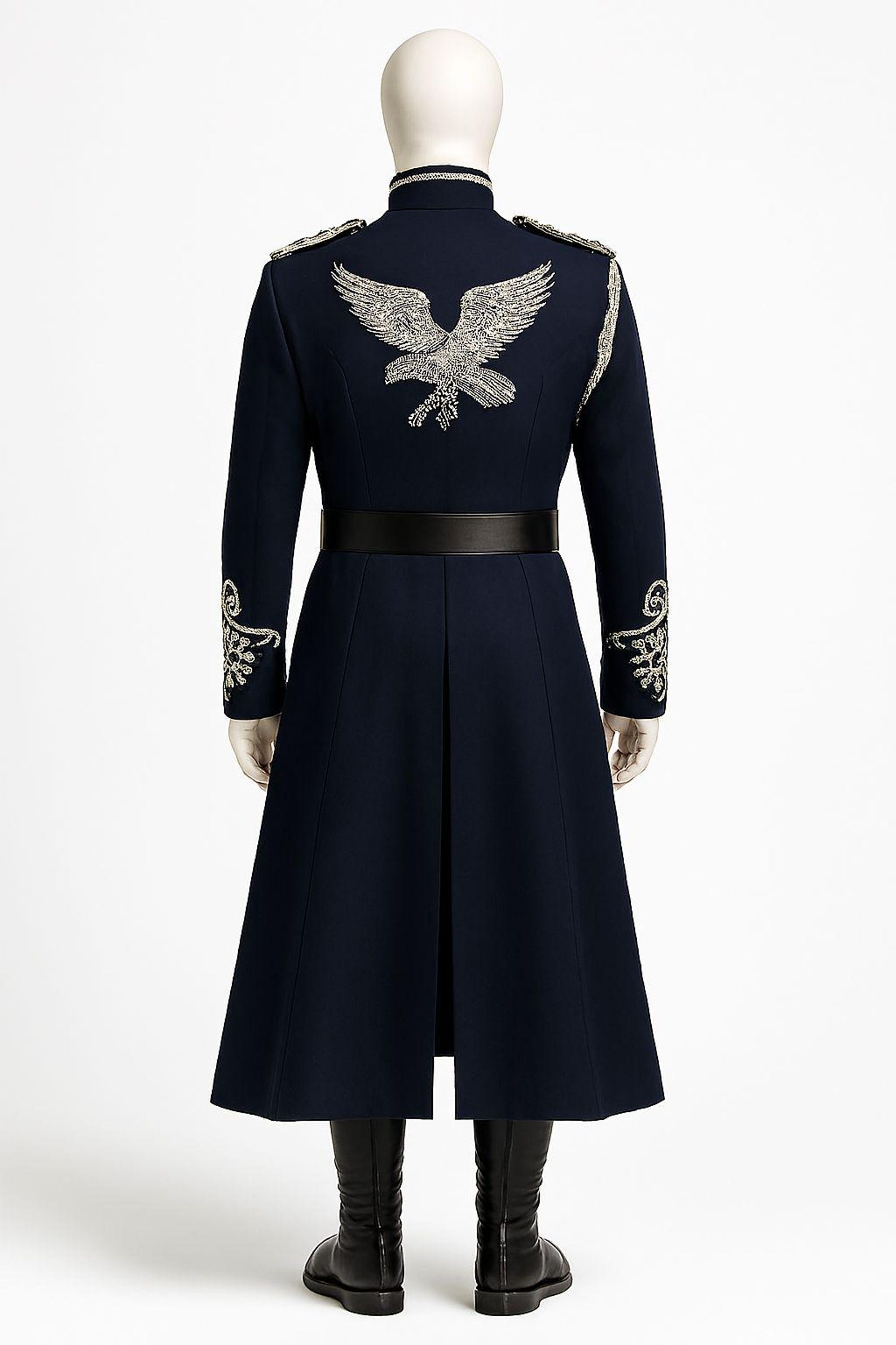 Royal Military Style Tailcoat Blue Embroidered Uniform Coat Silver ...
