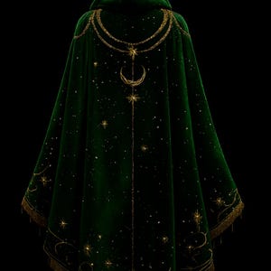 Custom Starry Night Cloak Golden Embroidery Velvet Cape Celestial ...
